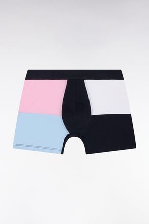 Eden Park Boxer Coup&eacute;-cousu En Jersey De Coton Stretch Rose Et Bleu