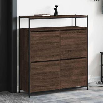 vidaXL Schuhschrank mit 4 Klappen Braun Eiche-Optik 100x34x112 cm vidaXL