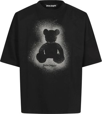 Palm Angels Homme, Tops, Noir, Taille: 2XL Curved Logo T-Shirt