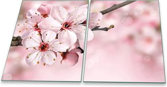 Decorwelt | Herdabdeckplatten 2x40x52 cm 2-Teilig Abstrakt Gelb Ceranfeldabdeckung Universal Spritzschutz Glas Deko Elektroherd Induktion für Kochplatten Herdsc