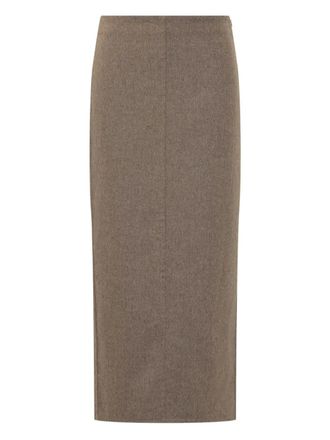 Brunello Cucinelli jupe crayon à fente au dos - Marron