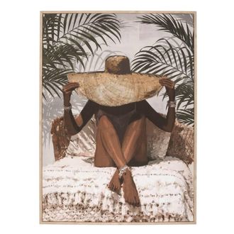 Atmosphera Atmosphera - Bedruckte Leinwand Eliane Holz - 58x78 cm - Beige