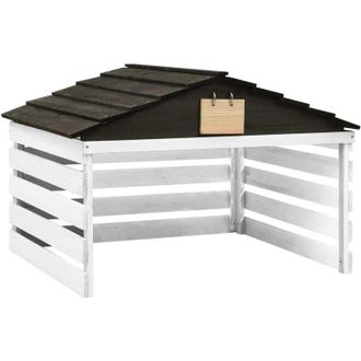 vidaXL M&auml;hroboter-Garage Schwarz und Wei&szlig; 78x74x54 cm Tannenholz - Vidaxl
