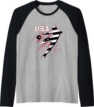 Trendy Apparel USA Soccer Player Silhouette Americana Raglan