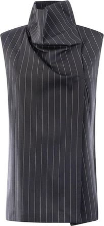 Sportmax Langer &auml;rmelloser Wollmantel in Rippstrickoptik - - Tops - Damen - Schwarzk - 2XS