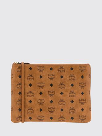 MCM Pochette Aren en cuir de veau avec logo emboss&eacute; et bandouli&egrave;re amovible
