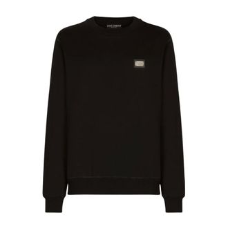 Dolce & Gabbana Homme, Sweatshirts et sweats à capuche, Noir, Taille: M Pull Noir avec Logo sur le Col