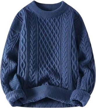 Generic Pull dautomne surdimensionn&eacute; en tricot torsad&eacute; &agrave; manches longues et col rond pour femme, chaud et d&eacute;contract&eacute;, pull dhiver unisexe en tricot torsad&eacute;, 