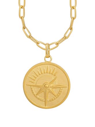 Cai Halskette 925 Silber vergoldet M&uuml;nze Kompass Sonne