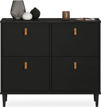 IDIMEX Schuhkipper MIKKA mit 4 Klappen - schwarz Schuhschrank, Schuhregal schmal Schuhorganizer