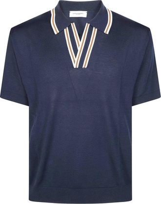 Paolo Pecora Homme, Tops, Bleu, Taille: XL Maglia a Polo Skypper Bordi