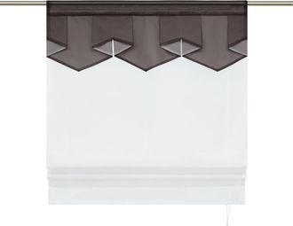 Joyswahl Voile Raffrollo Modernes Bändchenrollo mit farbigem Abschluss »Anita« Wohnzimmer transparent Gardinenschal mit Tunnelzug BxH 100x140cm Braun 1er Pack