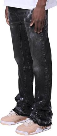 Generic Jean Homme Jeans Homme Pantalon en Jean Patchwork Color Block Stretch - Effet Empil&eacute; (Stacked), Jambe &Eacute;vas&eacute;e, Style Graphique Tendance