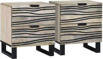 vidaXL Nachttisch 2 pcs Weiß und Schwarz 40 x 33 x 46 cm Vidaxl