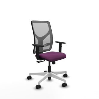 Piqueras y Crespo Verstellbarer Schreibtischstuhl mit 1D-Armlehnen, h&ouml;henverstellbare Lendenwirbelst&uuml;tze, ausgestattet mit 3 Positionen und Schneidschaum, Grau/Violett