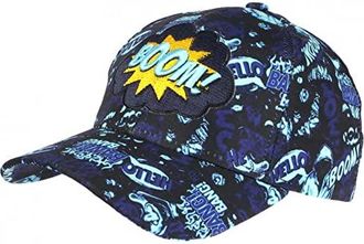 Nyls Cr&eacute;ation Casquette Enfant Bleue Originale Pop Art Boom Baseball de 7 &agrave; 11 Ans - Taille Unique - Bleu