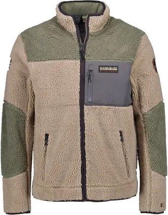 Napapijri Herren Fleecepullover beige Teddyfell unifarben