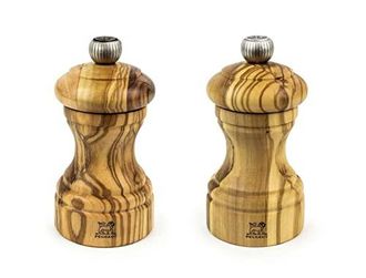 Peugeot Moulin &agrave; Poivre + Moulin &agrave; Sel Bistro 10 cm - Poivre Noir + Sel Gemme Inclus - R&eacute;glage Classique - En Bois dOlivier - Fabrication Fran&ccedil;aise - Coloris 