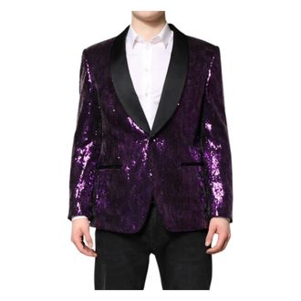 Dolce & Gabbana Lila Pailletten Verzierte Mantel Jacke - - Jackets - Herren - Lila - L