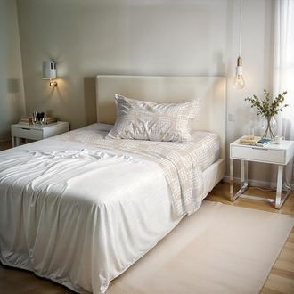 Italian Bed Linen Bettw&auml;scheset River f&uuml;r Einzelbett aus Baumwolle und recycelten Fasern, Design: kura, gefertigt in Italien, Twin