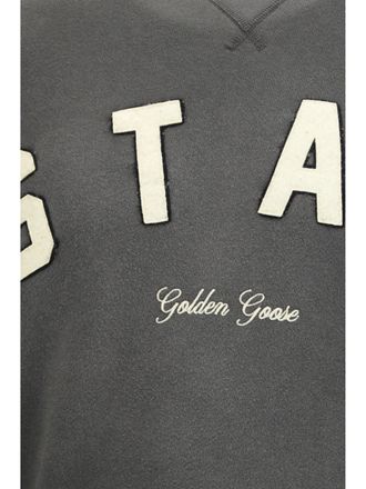 Golden Goose Mens Star-Embroidered Sweatshirt Charcoal Cotton Sweatshirts Sweater