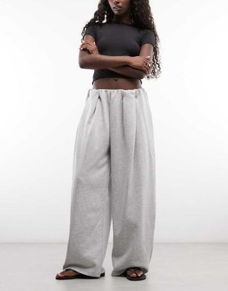 Weekday pantalon large coupe ballon &agrave; plis gris chin&eacute;