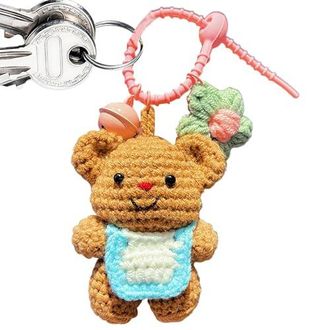 Generic Porte-cl&eacute;s ours en crochet - 8,5 x 7 cm fait &agrave; la main en forme dours tricot&eacute;, breloque de sac | Accessoire &eacute;l&eacute;gant pour sacs, sacs &agrave; dos, cl&eacute;s de voi