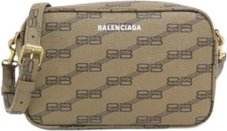 Balenciaga Sac bandouli&egrave;re Pre-owned Signature BB Monogram - Femme - Pre-owned - Beige - Taille: ONE Size