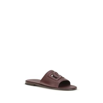 Dolce & Gabbana Mens Brown Calf Leather Bos Taurus Flat Sandals