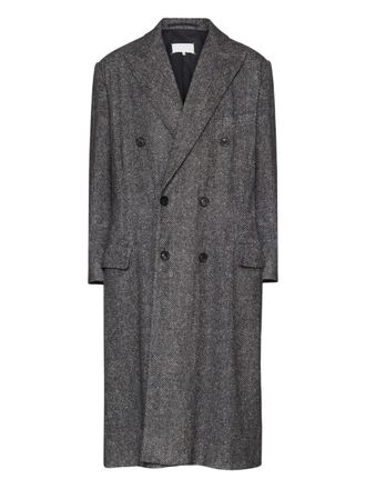 Maison Margiela manteau crois&eacute; &agrave; motif de chevrons - Gris