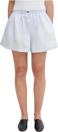 Lacoste Shorts Amples en M&eacute;lange de Lin - Femme - Shorts - Bleu - Taille: 38 FR