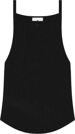 Courrèges Femme, Tops, Noir, Taille: 38 FR Circle Rib Knit Top