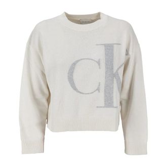Calvin Klein Femme, Pulls, Blanc, Taille: 40 FR Pull Ras du Cou