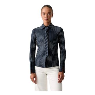 Patrizia Pepe Chemise Coton Ray&eacute;e - Femme - Blouses et Chemises - Bleu - Taille: 38 FR