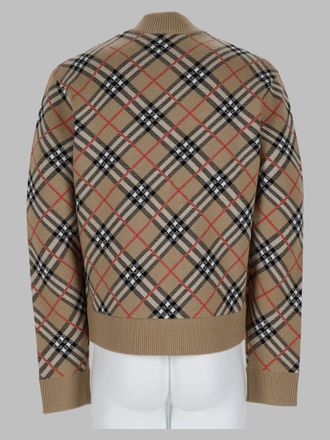 Burberry Check Print Wool-Cotton Cardigan - Beige