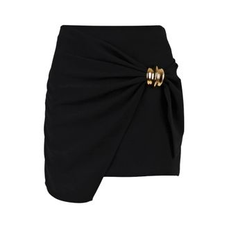 Elisabetta Franchi Femme, Jupes, Noir, Taille: 38 FR Mini-jupe portefeuille avec