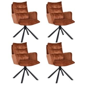 Duhome 4er Set Esszimmerstuhl mit Armlehnen Schminktischstuhl aus Chenille 180&deg; Drehbar Automatische R&uuml;ckstellfunktion Sessel f&uuml;r Schlafzimmer Wohnzimmer B&uuml;r