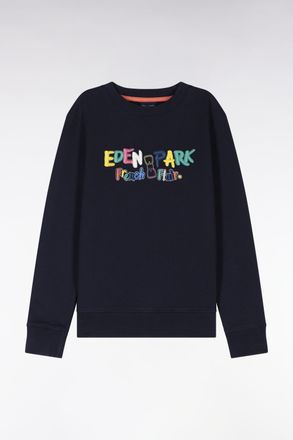 Eden Park Sweatshirt En Coton Marine Broderie Multicolore Coupe Droite