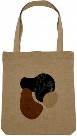 Fabulous Sac Shopping Tote Bag Aspect Lin - Plantes Rustique Minimaliste Fleurs Prairie Cottagecore - Sac de Courses Toile Epaisse 360g Beige Naturel Cabas Por