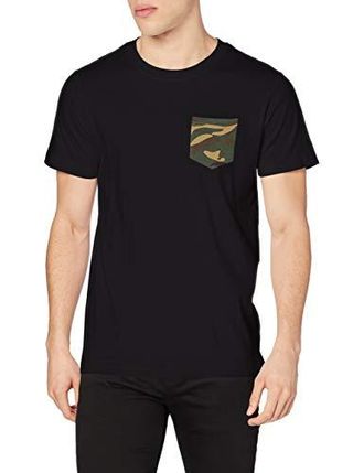Urban Classics Homme Bekleidung Camo Pocket Tee T shirt, Multicolore (Blk/Camo), S EU