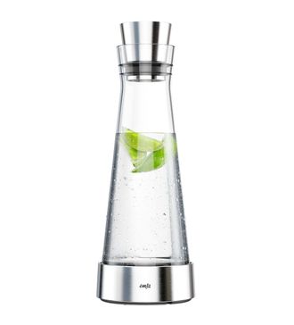 Emsa 514233 Flow Slim Glaskaraffe, mit K&uuml;hlelement, Glas, Elegantes Design, 1 Liter, Transparent, 11 x 11 x 38.2 cm