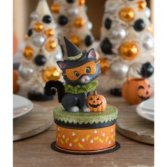 Bethany Lowe Halloween Kitty Schmuckk&auml;stchen, Whimsical Decorative, Kunstharz, mehrfarbig, TL3355