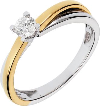 Edenly Solitärring Duetino - Gelbgold und Weissgold - 0.23 Karat