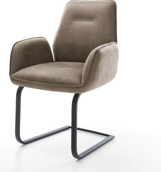 DELIFE Freischwinger Zoa-Flex Mikrofaser Taupe Vintage Freischwinger flach Schwarz Taschenfederkern, Esszimmerst&uuml;hle