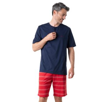 Eminence Herren NAUTIQUE LU01 Pyjamaset, Marineblau/Rot, XXL