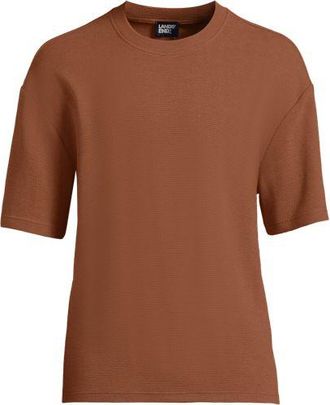 Lands End T-Shirt mit Struktur, Herren, Größe:52-54 regular, Braun, Baumwolle, by Lands End