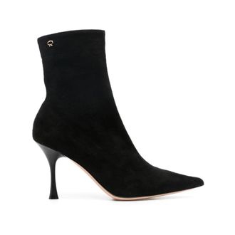 Gianvito Rossi Schwarze Wildleder-Stiefeletten mit spitzer Zehenpartie und hohem Absatz - - Shoes - Damen - Schwarzk - 40 1/2 EU
