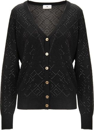 Elisabetta Franchi Femme, Pulls, Noir, Taille: 42 FR Cardigan col en V