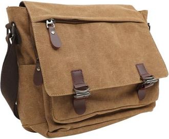 Aboofan Sac Bandoulière Homme Ajustable Toile Sac à Épaule Casual Polyvalent pour École et Voyage et Résistant Style Urbain Mixte Couleur Kaki