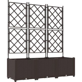 vidaXL Vidaxl - Bac &agrave; fleurs avec Treillis 3 pcs Marron 120 x 40 x 143 cm pp